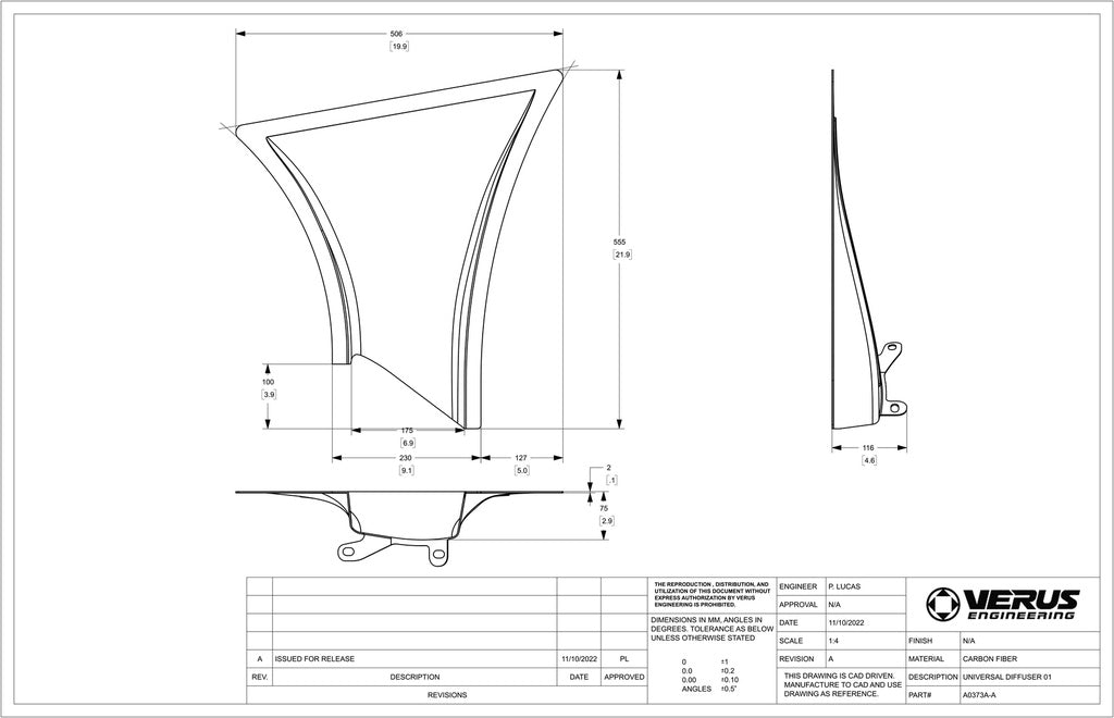 Verus Engineering CZF Front Splitter Diffuser Tunnel Kit - Verus ...